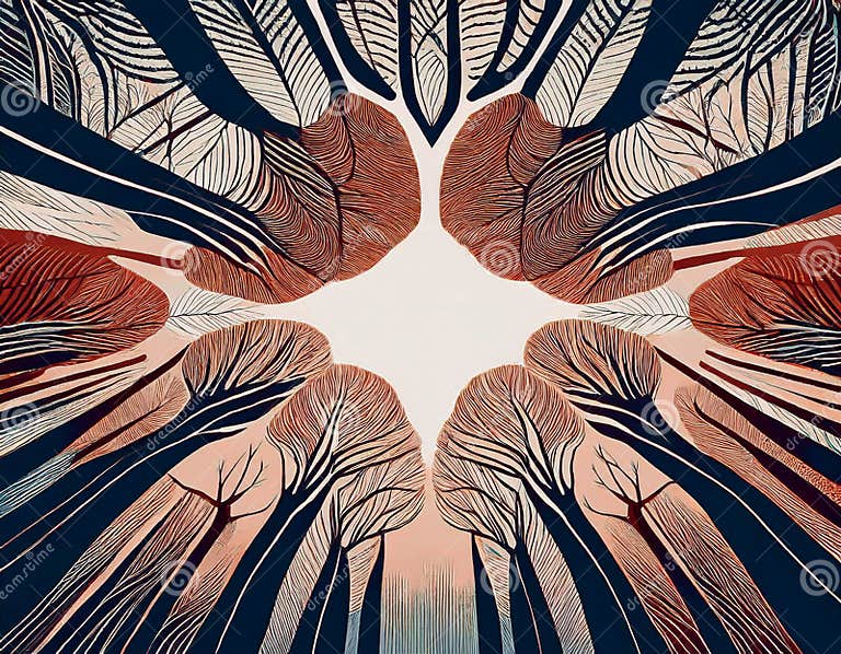 Minimalist Forest Canopy Abstract Leaves and Branches Creating a ...