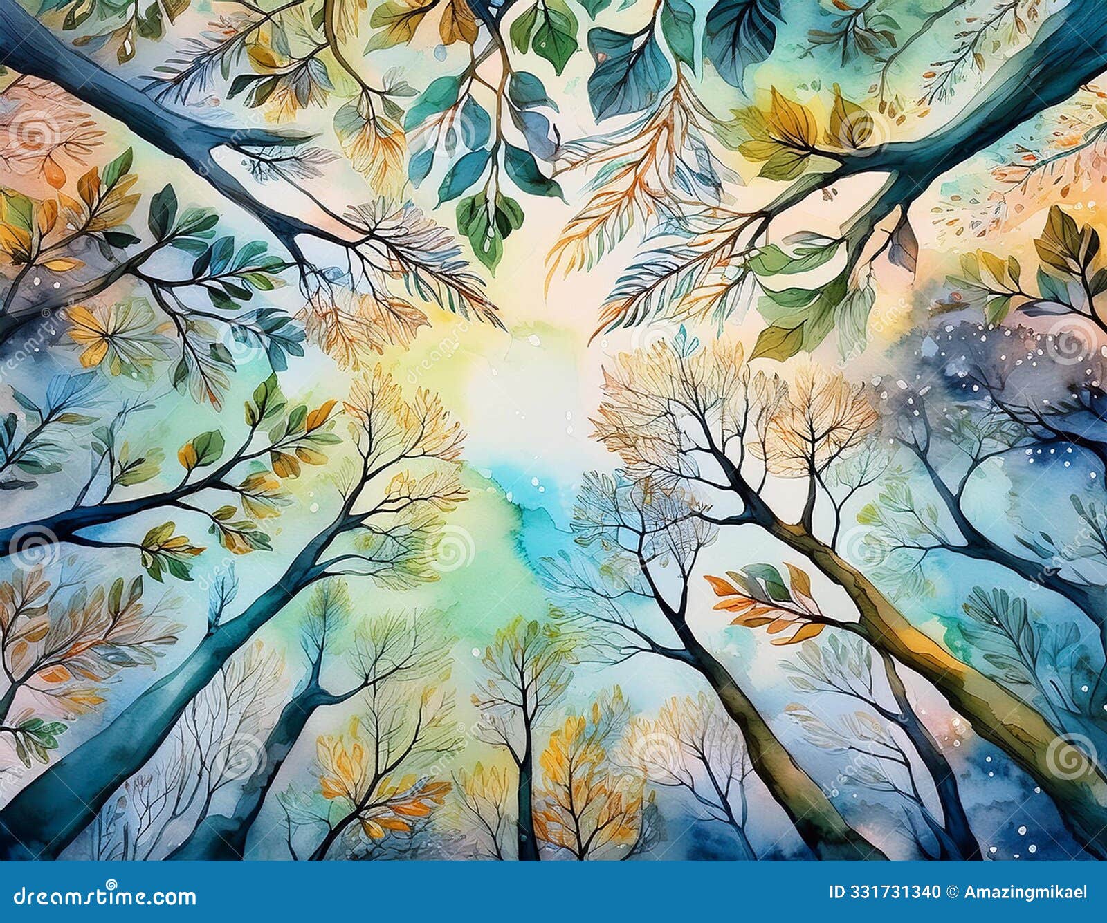 Minimalist Forest Canopy Abstract Leaves and Branches Creating a ...