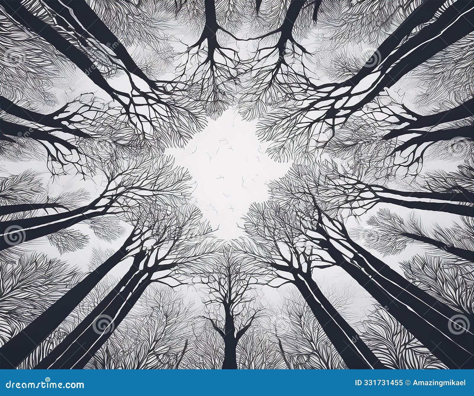 Minimalist Forest Canopy Abstract Leaves and Branches Creating a ...