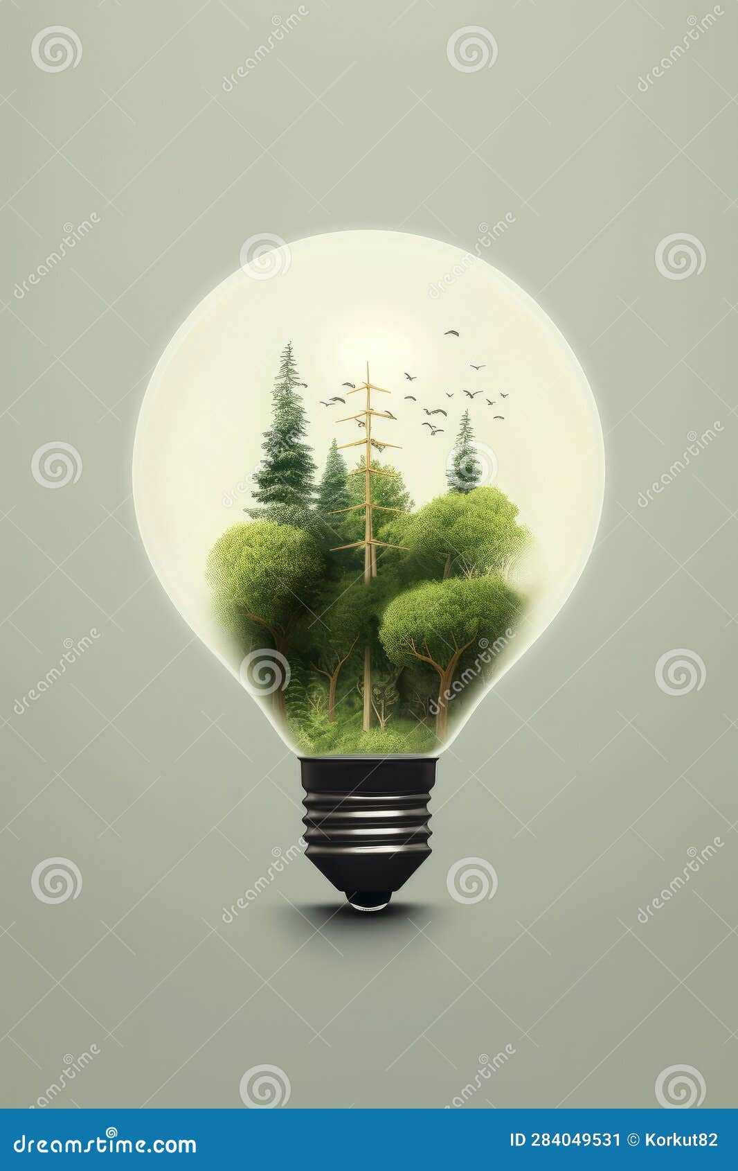 Minimalist Forest in a Light Bulb. Stock Illustration - Illustration of ...