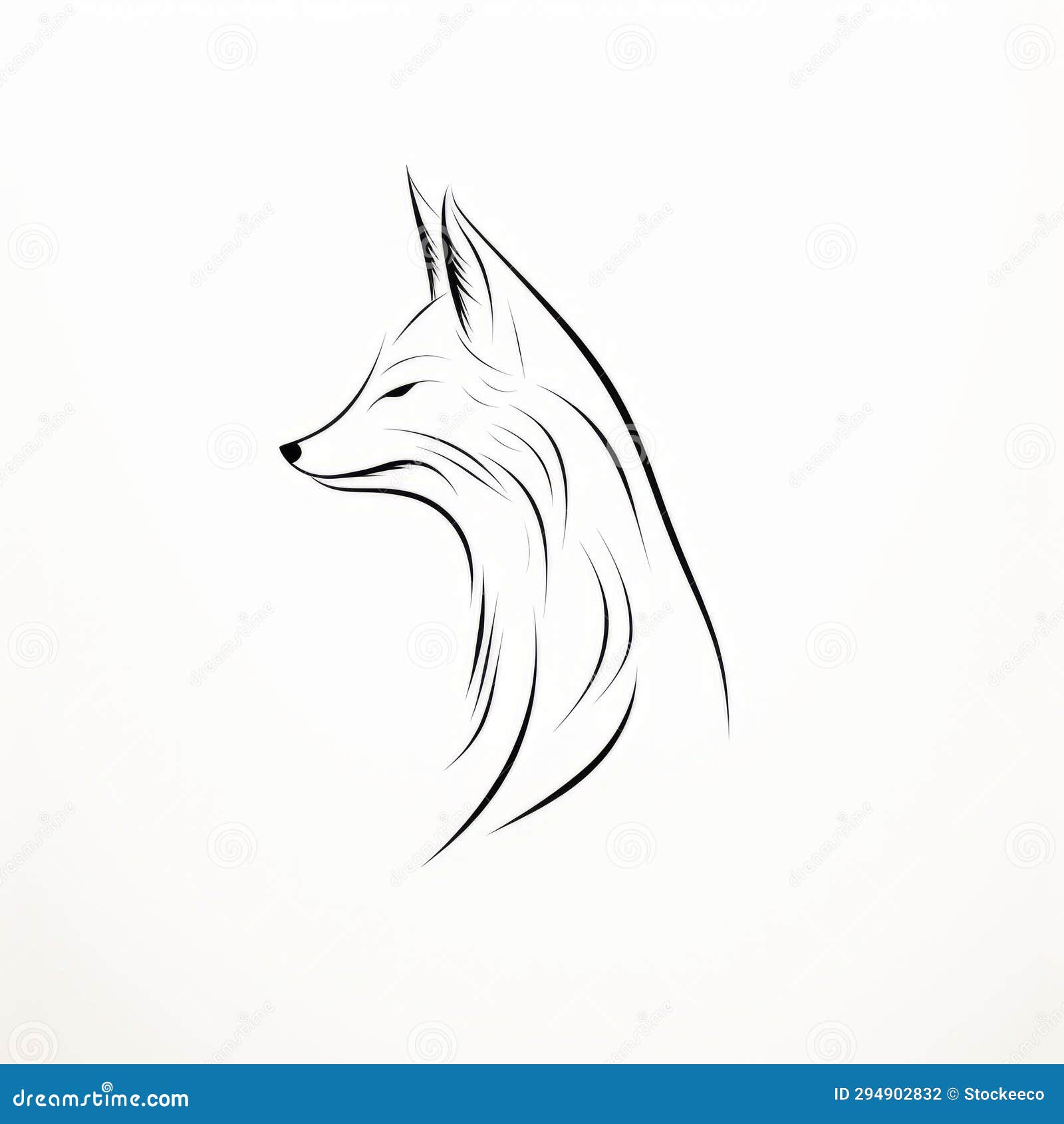 Minimalist Fox Head Tattoo Design on White Background Stock ...