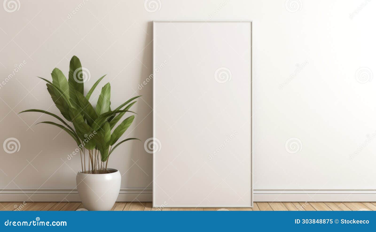 Minimalist Frame Mockup with Neutral Colors and Plants Stock ...