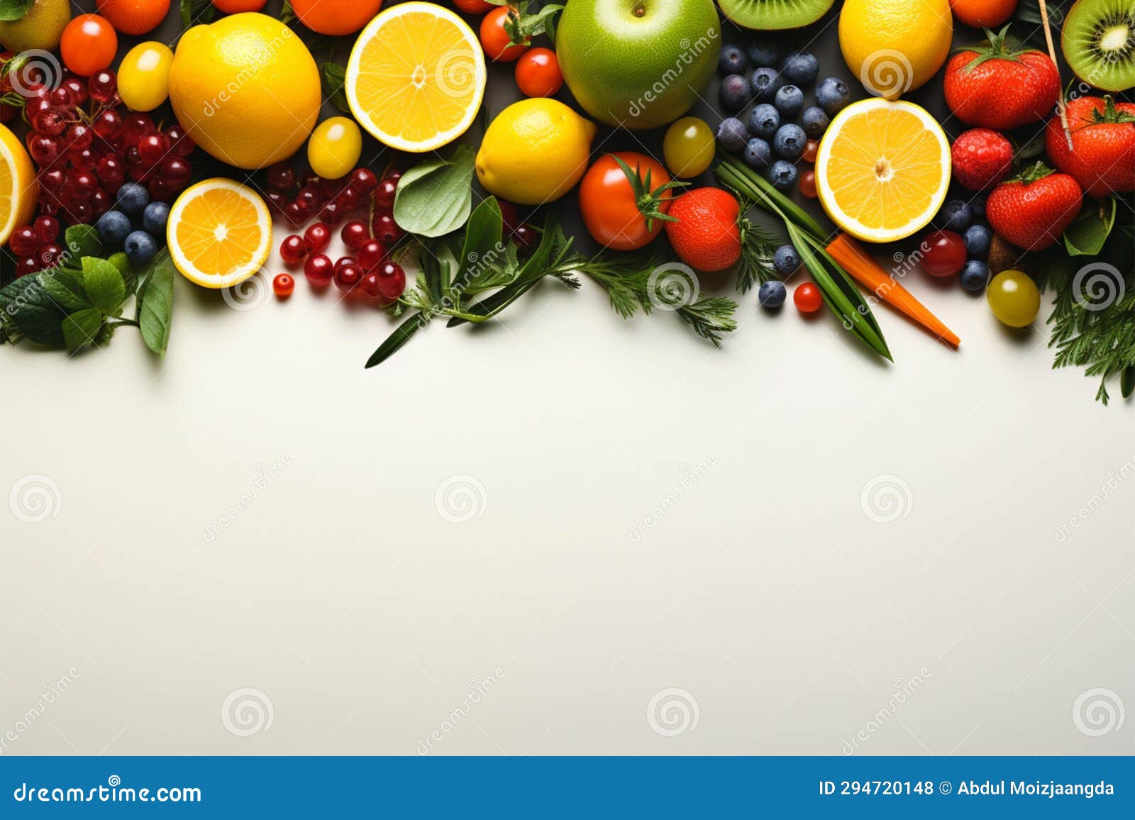 Minimalist Fruit and Vegetable Frame, Vivid on a Bright White Canvas ...