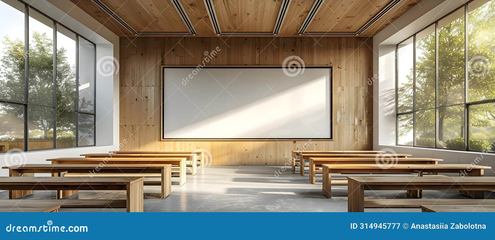 Minimalist Futuristic Classroom Design with Natural Light. Concept ...