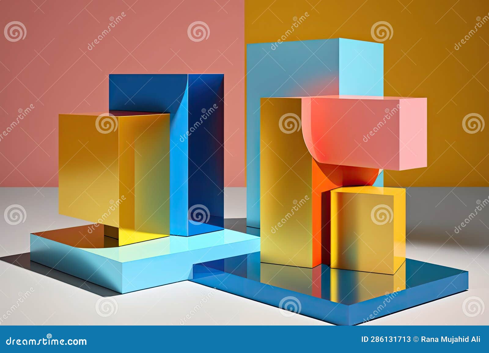 Minimalist Geometric Podium with Vibrant Color Blocks Copy Space for ...