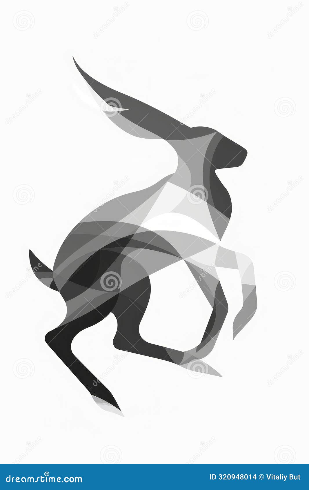 Minimalist, Geometric Representation of a Hare Leaping through a White ...