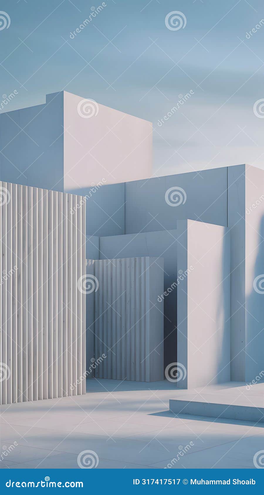 Minimalist Geometric Structures on Blue Background Creating Modern ...