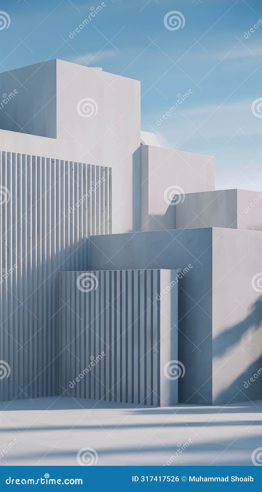 Minimalist Geometric Structures on Blue Background Creating Modern ...