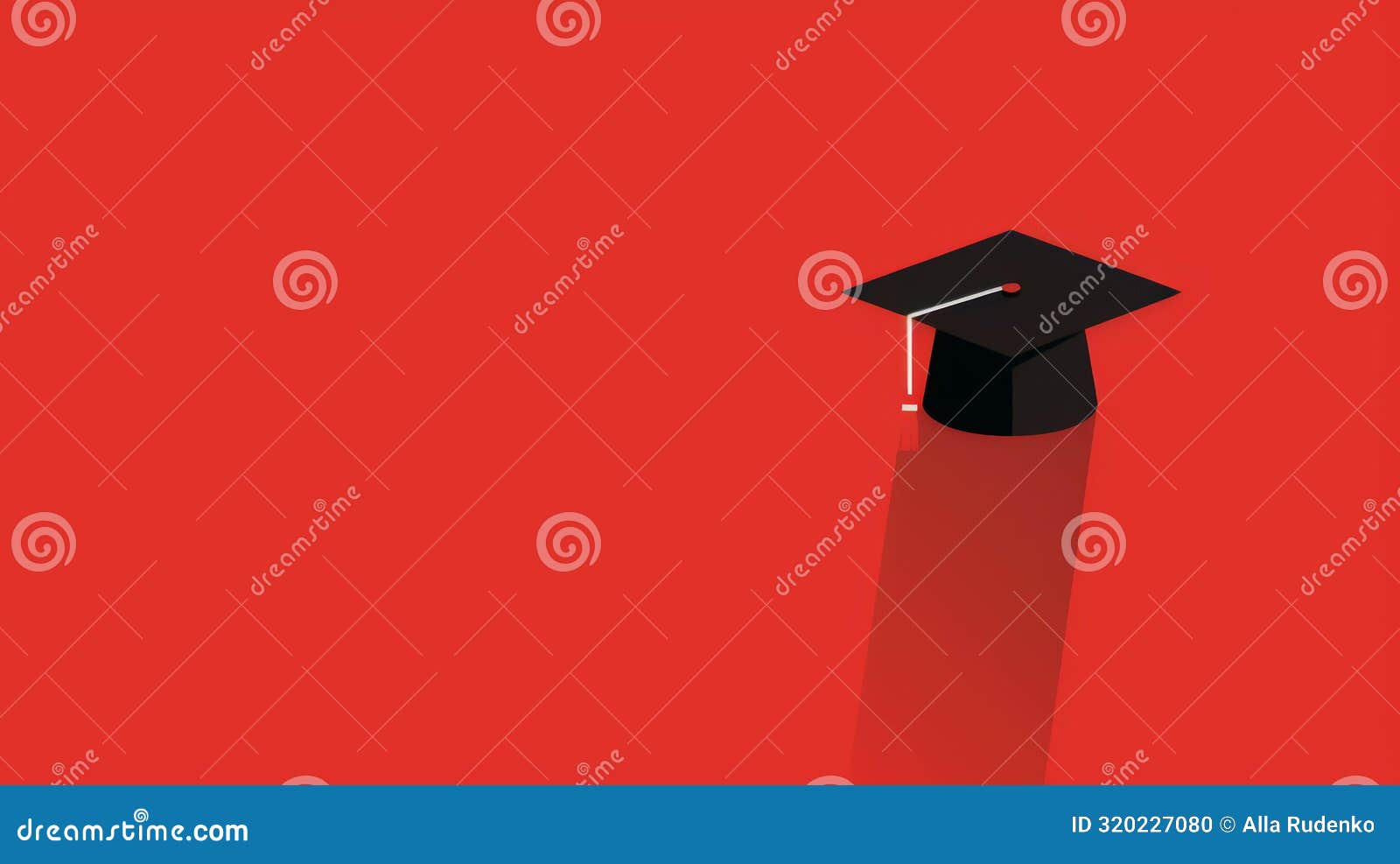 Minimalist Graduation Cap on Red Background. Concept of Academic ...