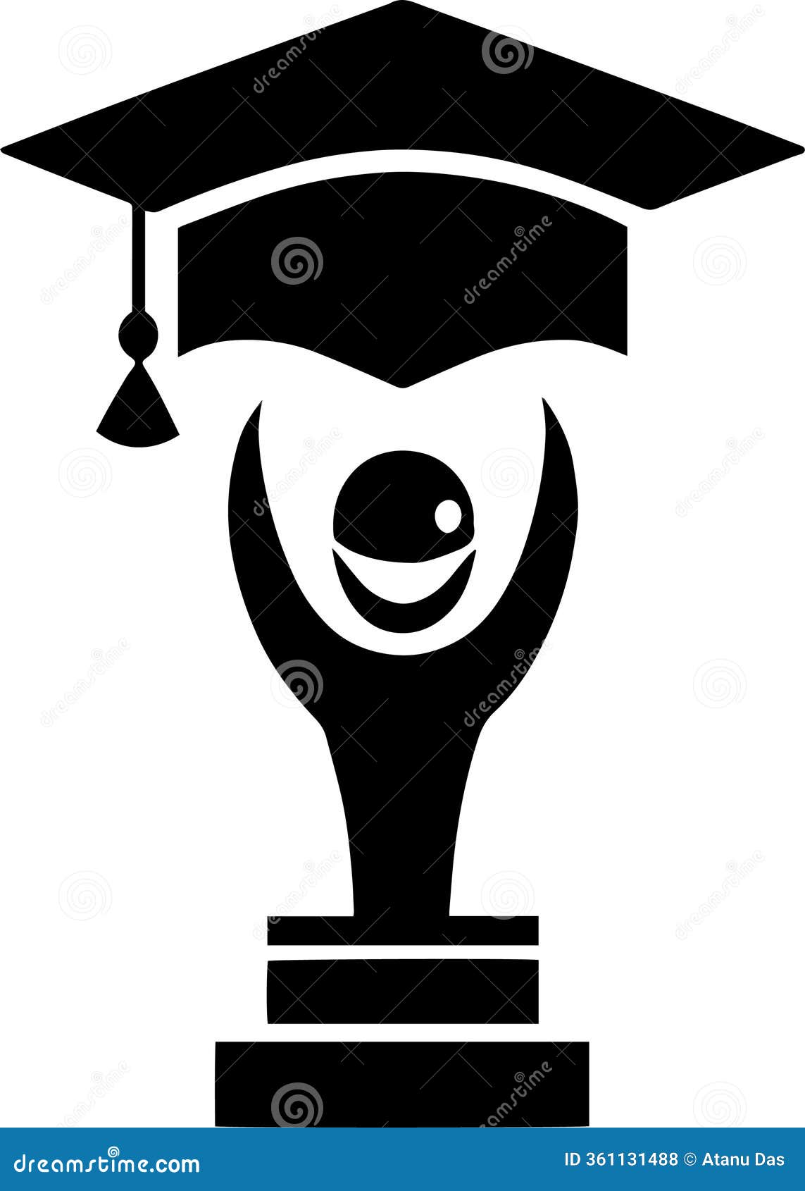 Minimalist Graduation Logo Featuring Cap Trophy And Celebration Figure ...