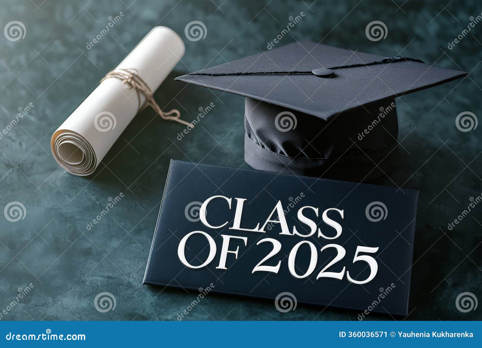 Minimalist Graduation Theme With Gold And Blue Accents Against A Dark ...