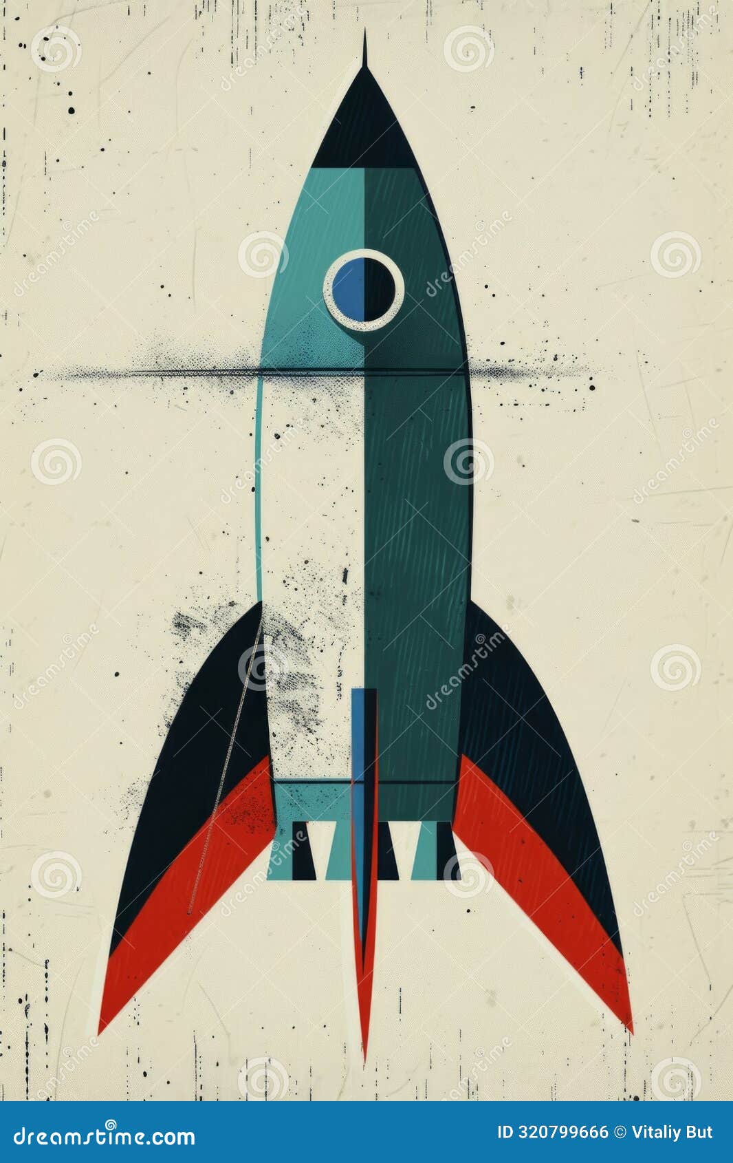 A Minimalist Graphic Design of a Stylized Rocket Ship in a Retro Style ...