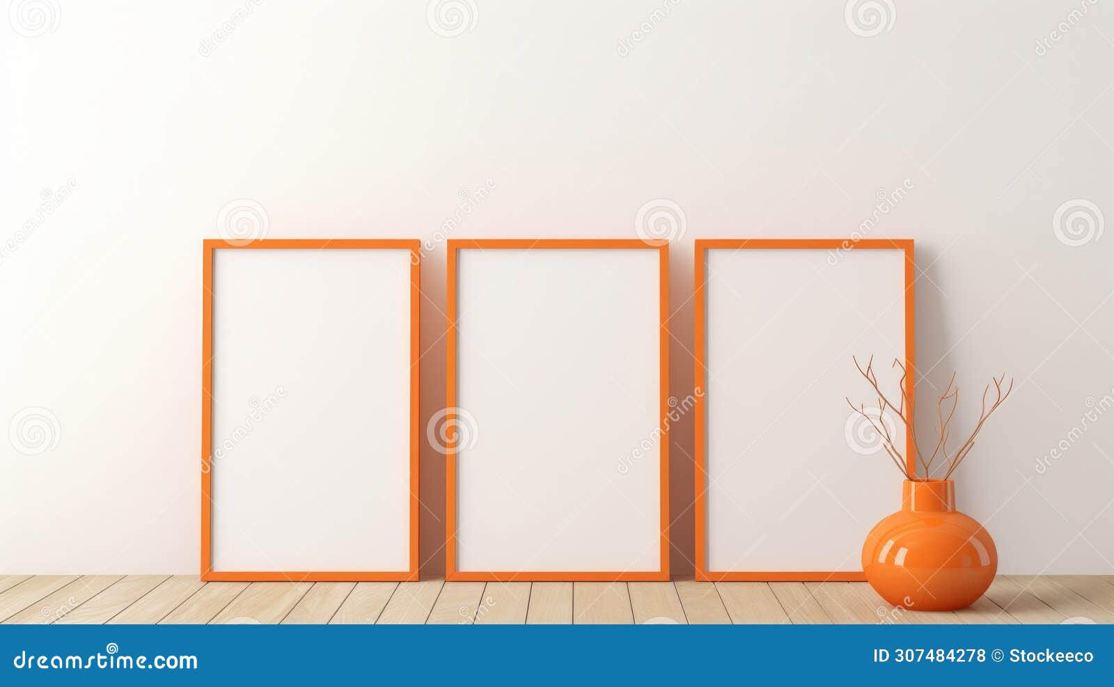 Minimalist Graphic Designer: Orange Frame on Ivory Mockup Stock ...