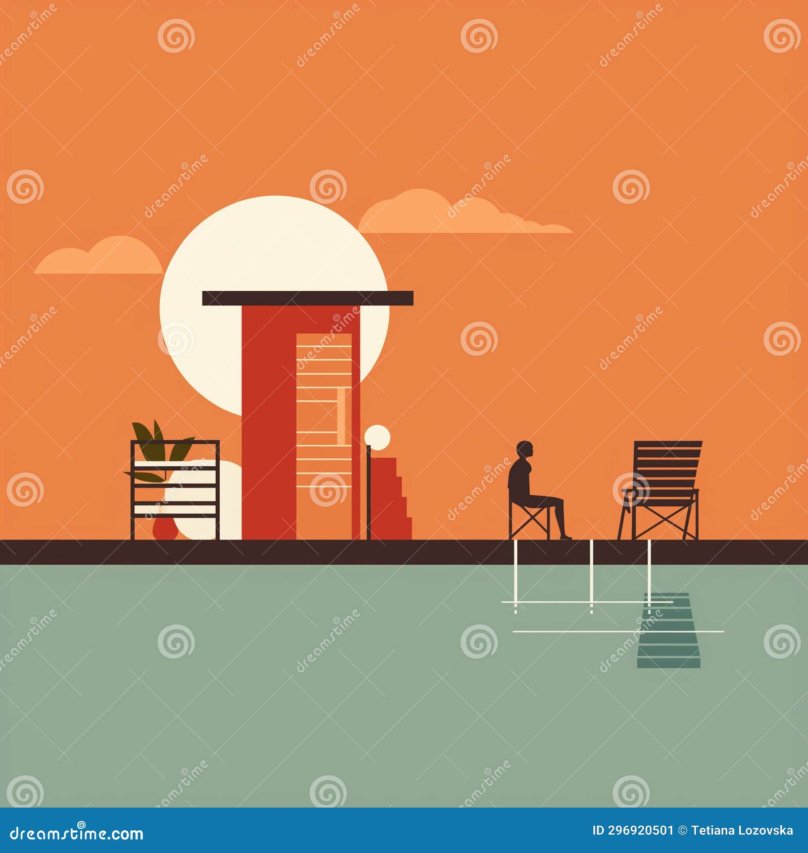 A Minimalist Graphic of a Lifeguard at a Pool. Flat Clean Illustration ...