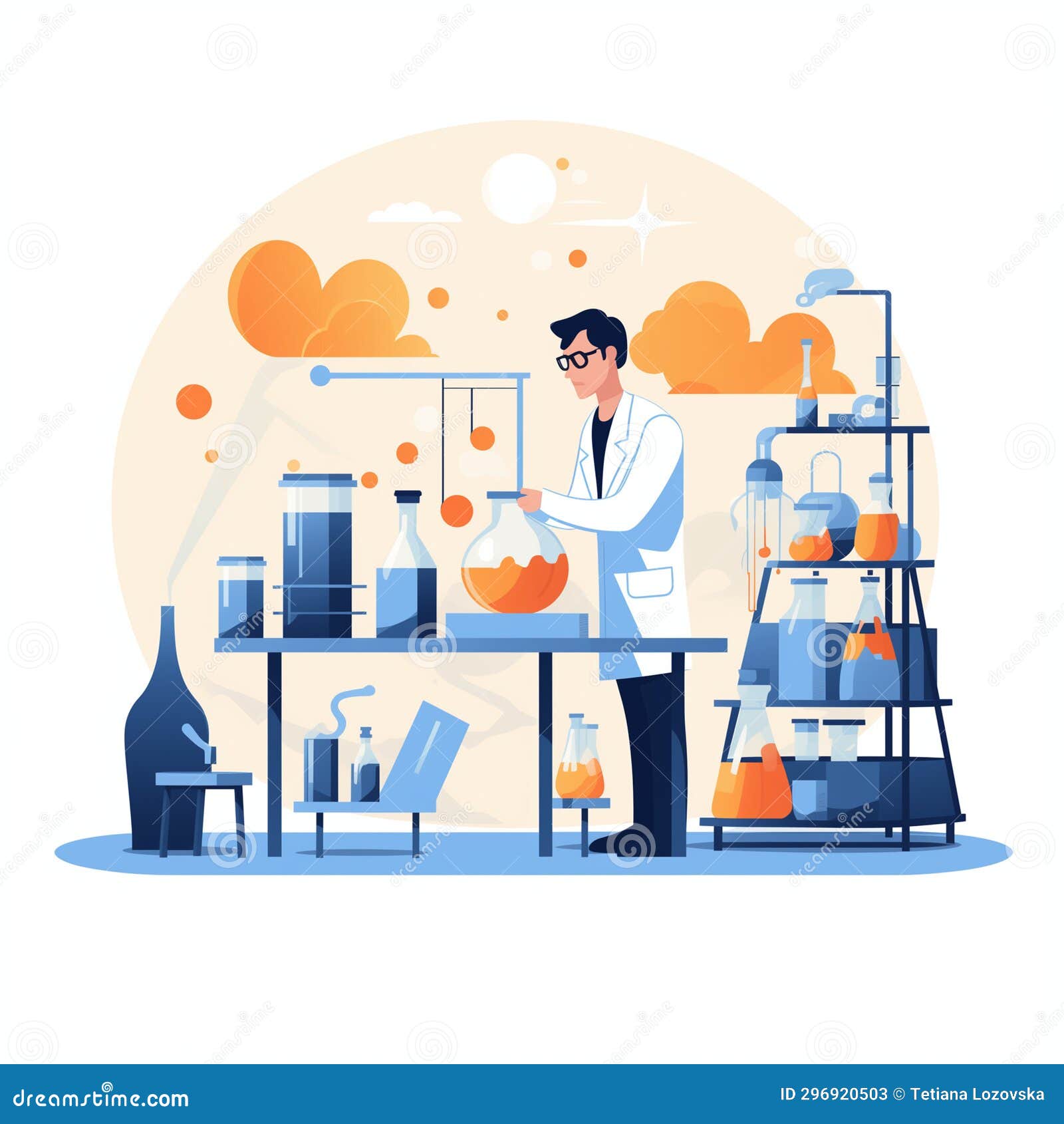A Minimalist Graphic of a Scientist in a Lab. Flat Clean Illustration ...