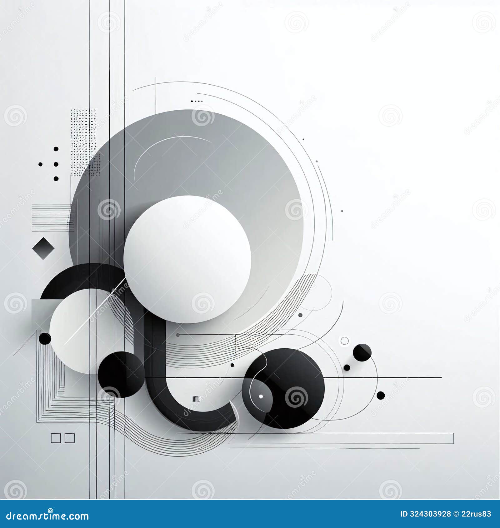Minimalist Grayscale Abstract Shapes and Circular Forms Stock Photo ...