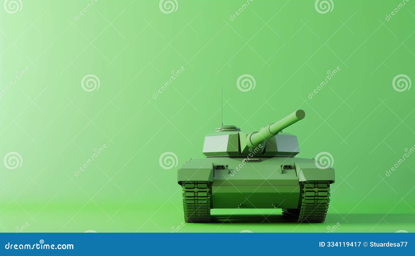 Minimalist Green Tank Front View on Matching Background Stock Image ...