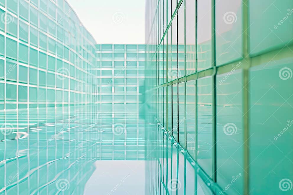 Minimalist Grid Patterns in Light Blue and Green, Representing ...