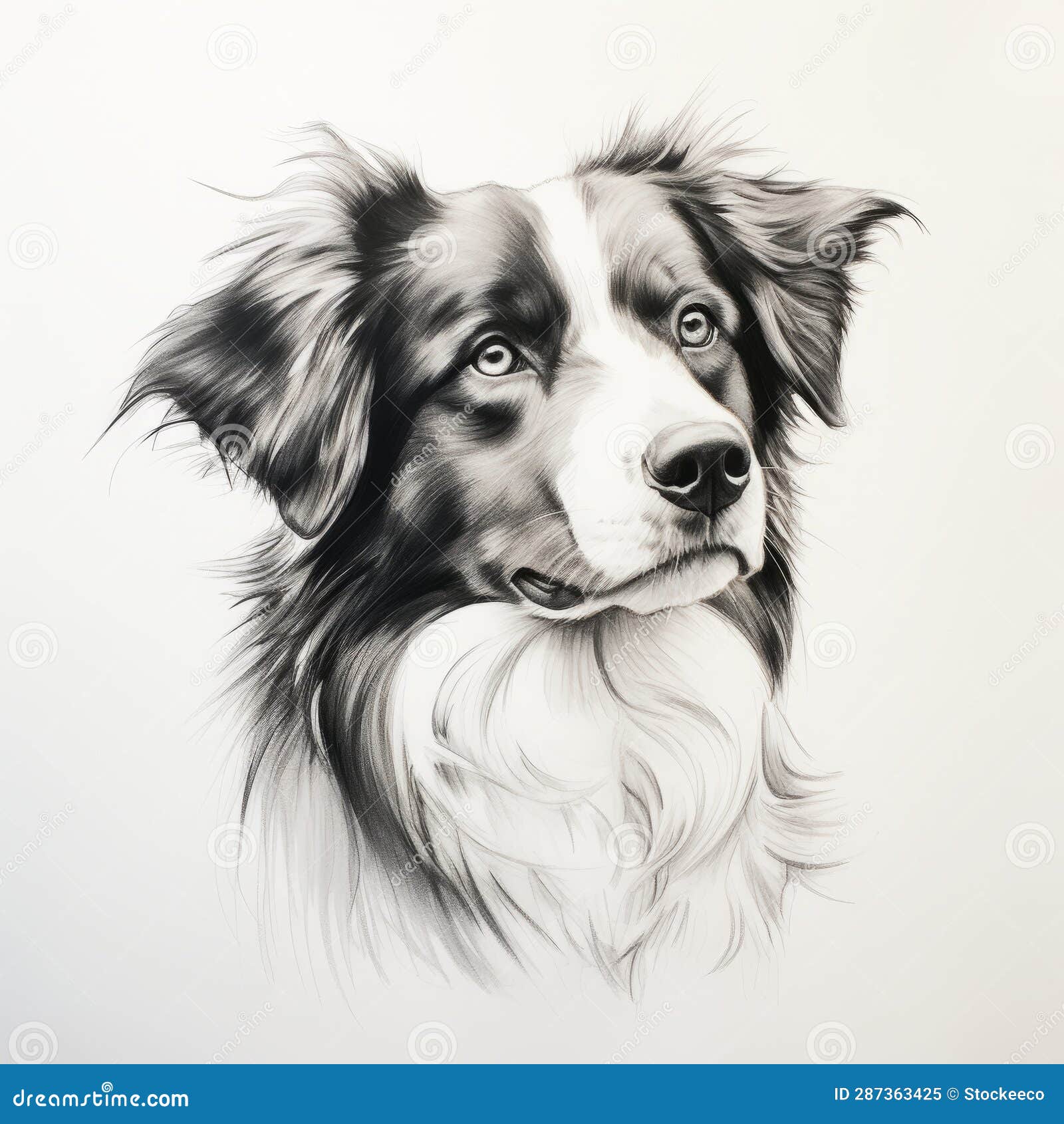 Minimalist Hand-drawn Australian Shepherd Head Profile Image Stock ...