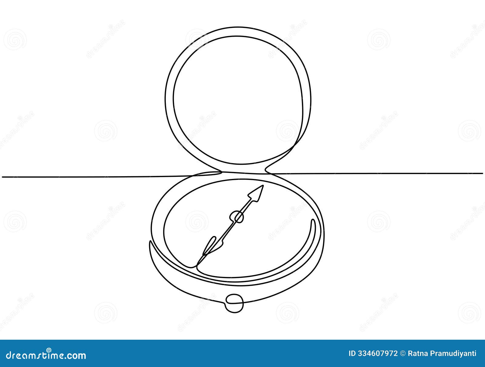 Minimalist Hand-Drawn Compass Continuous Line Art for Navigation Stock ...