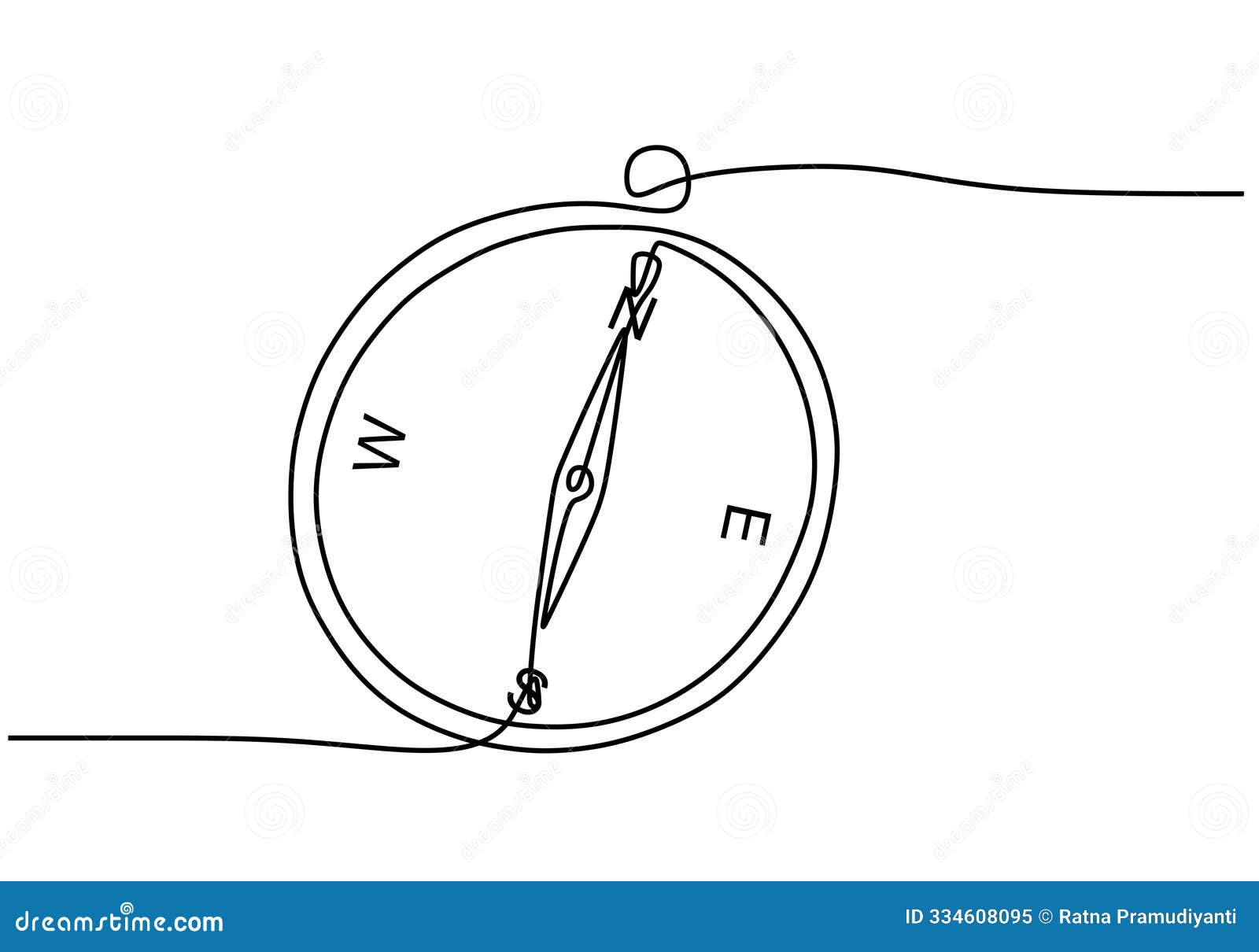 Minimalist Hand-Drawn Compass Design in Continuous Line Art Stock ...