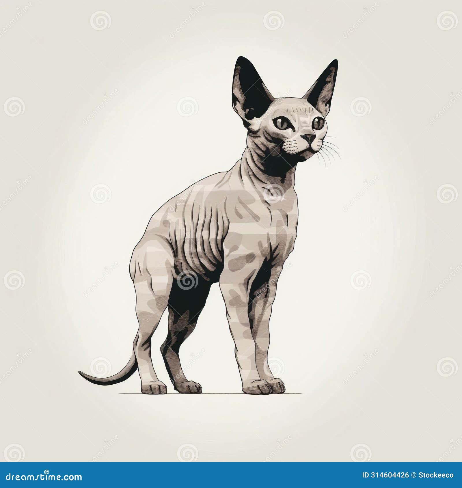 Minimalist Hand-drawn Devon Rex Cat Profile Stock Illustration ...