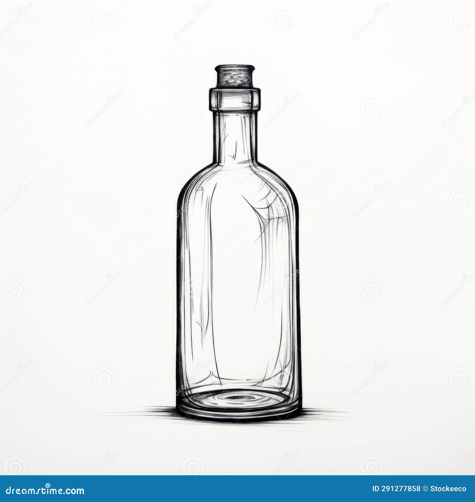 Minimalist Hand Drawn Glass Bottle with Sharp Perspective Angles Stock ...