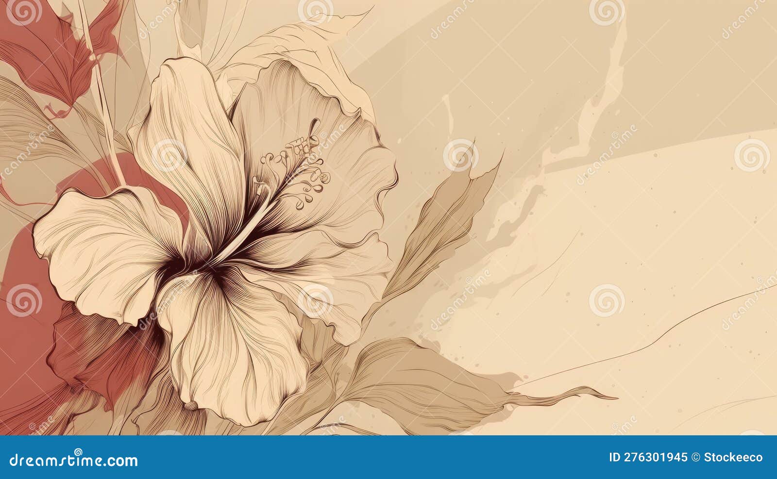 Minimalist Hibiscus Flower Silhouette Vector On Black Background Stock