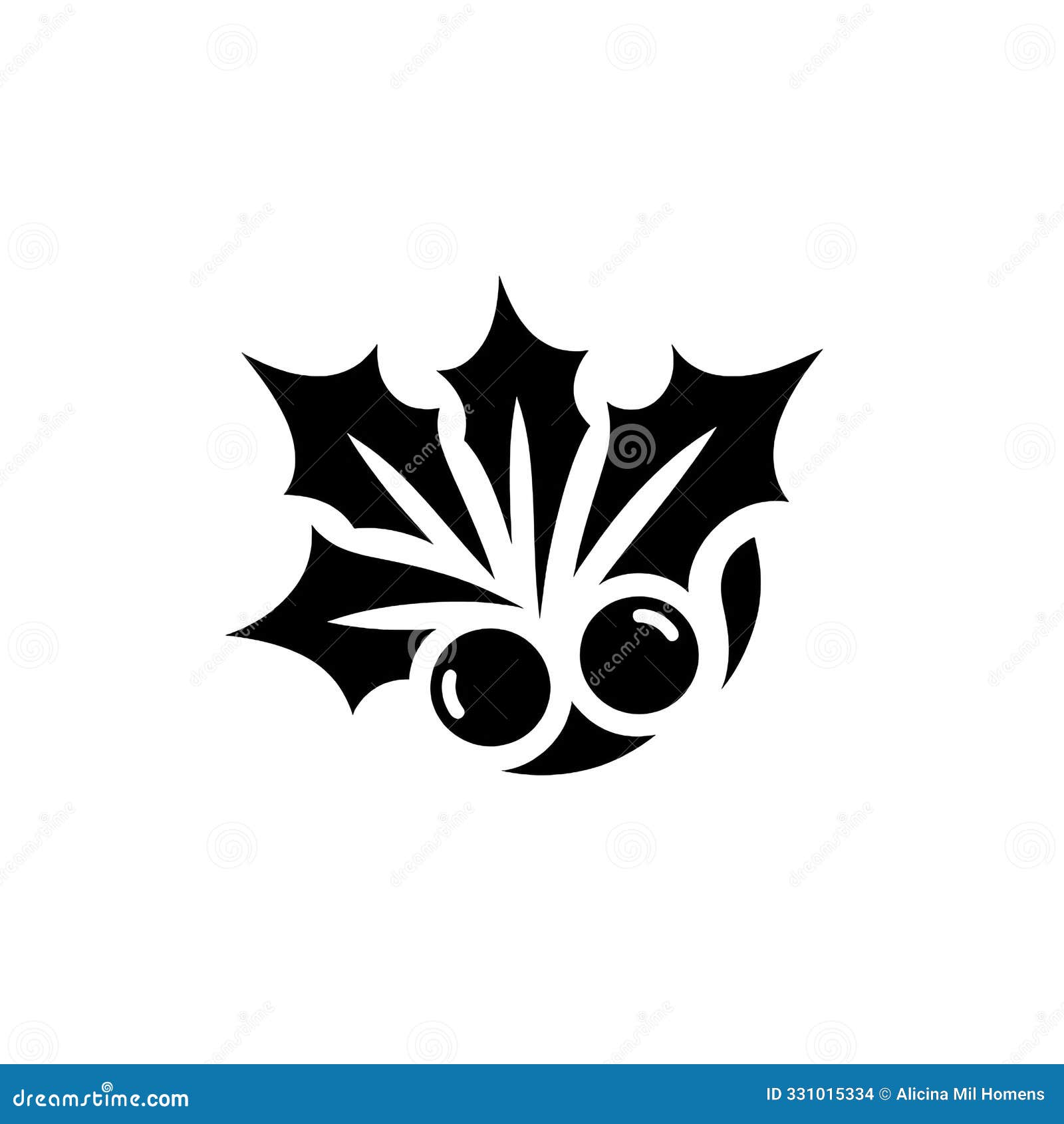 Minimalist Holly Berries Logo Silhouette on White Background Stock ...