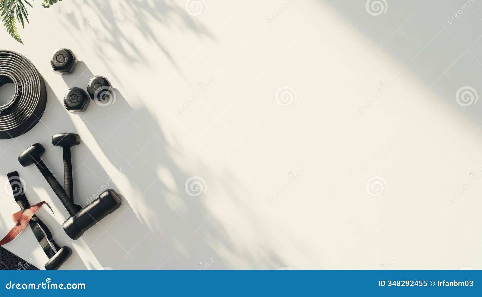 Minimalist Home Gym Setup with Sunlight and Shadow Stock Image - Image ...