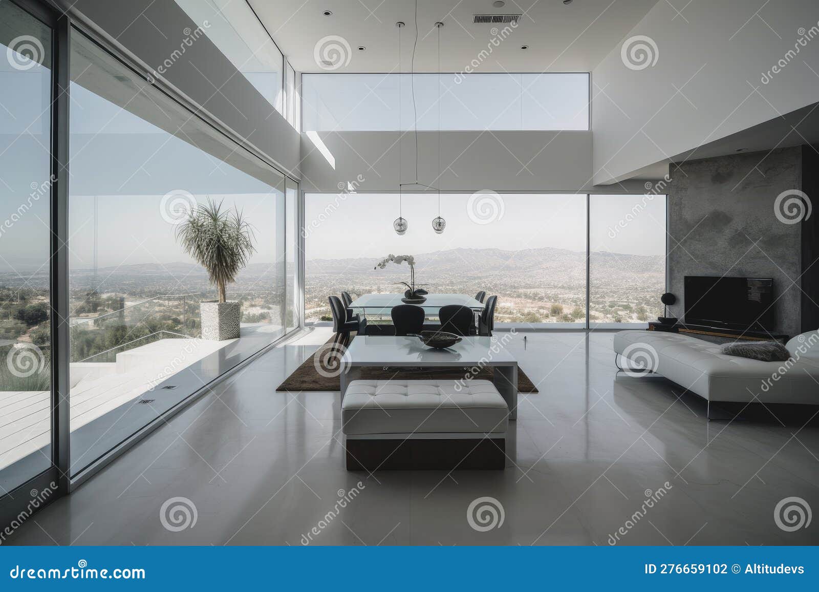 Minimalist Home, with Open Floor Plan and Large Windows, Showcasing ...