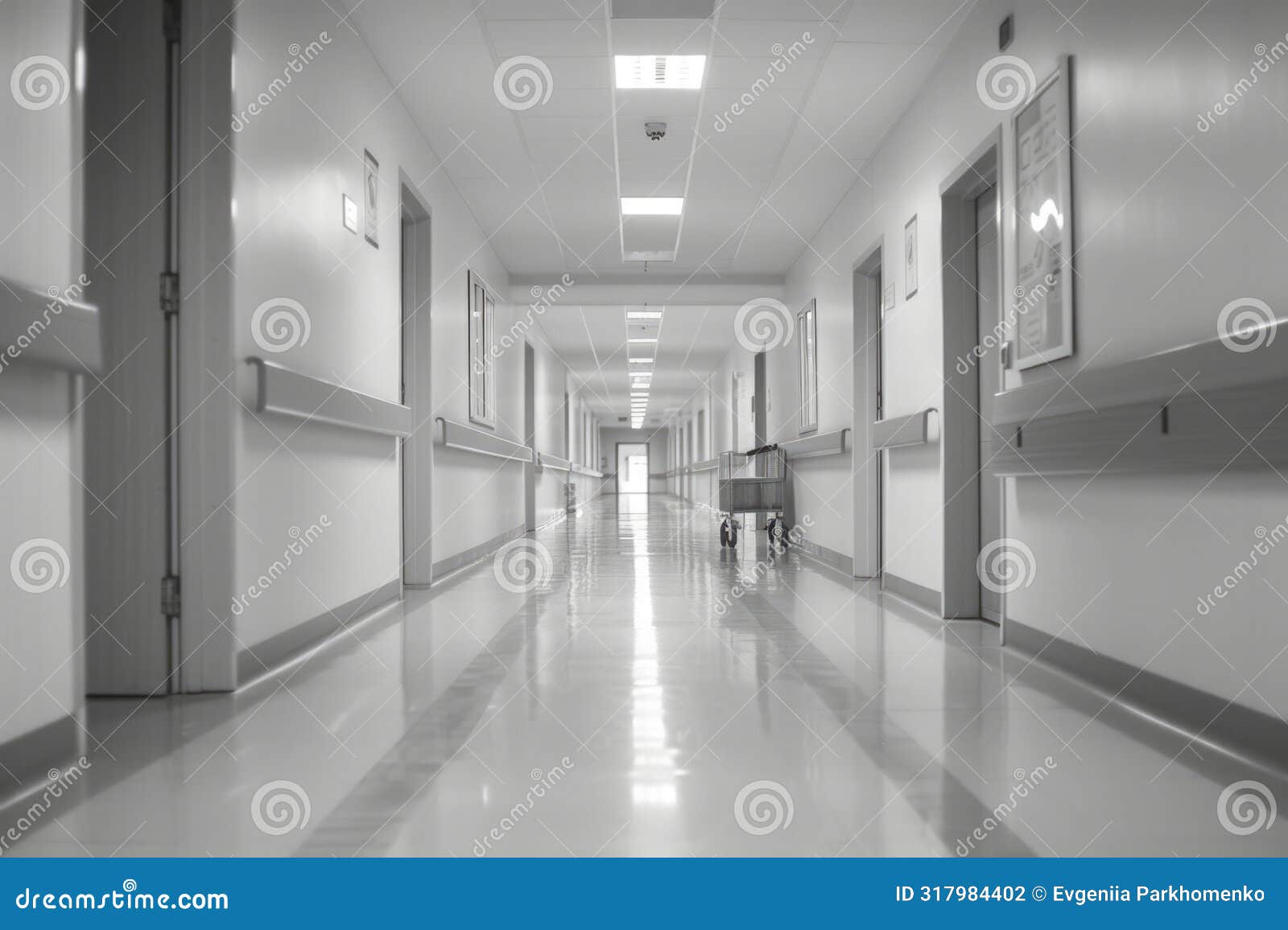Minimalist Hospital Corridor with Modern Design and Clean Lines Stock ...