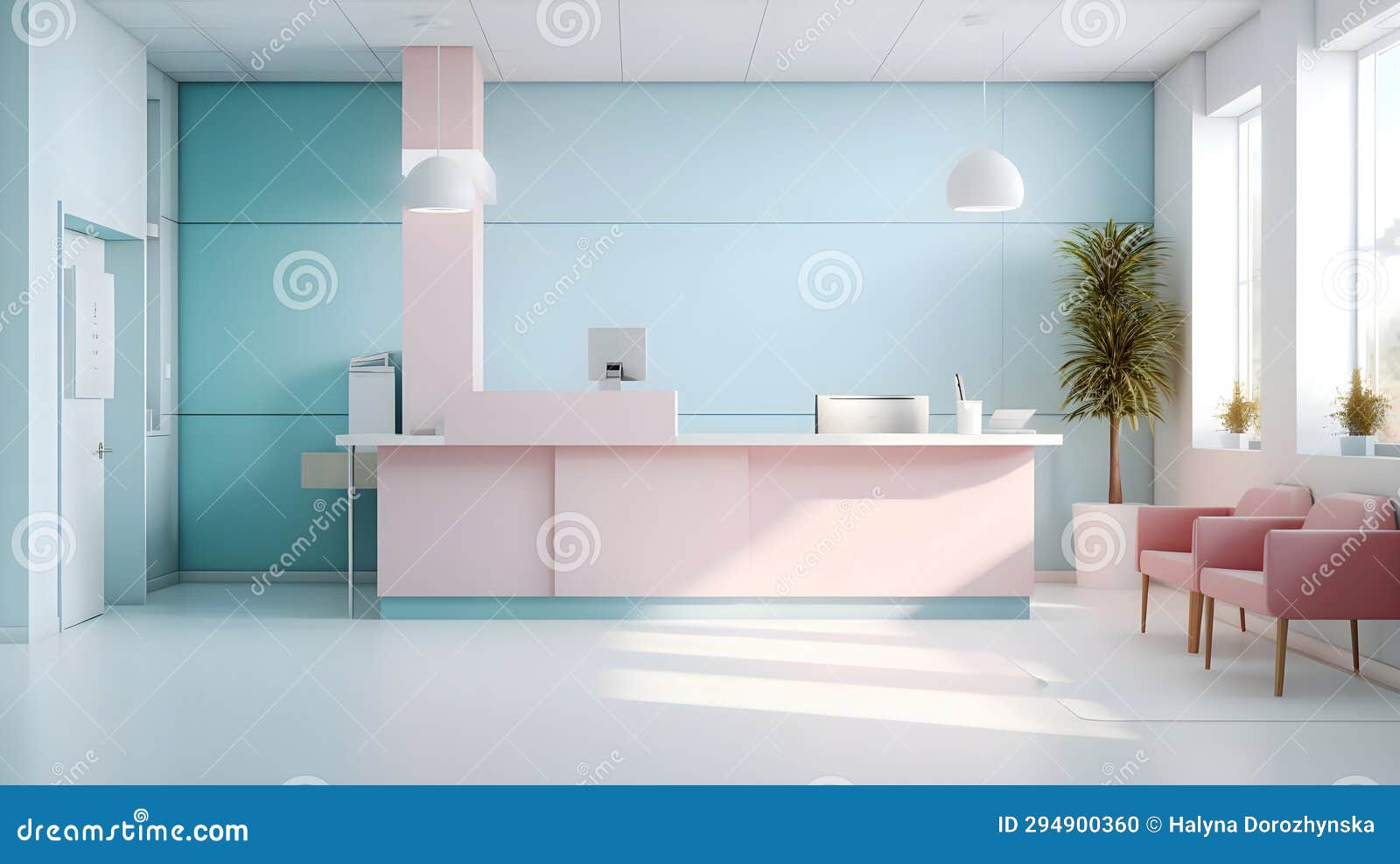 Minimalist Hospital Reception Counter Area With A Modern Counter Design ...