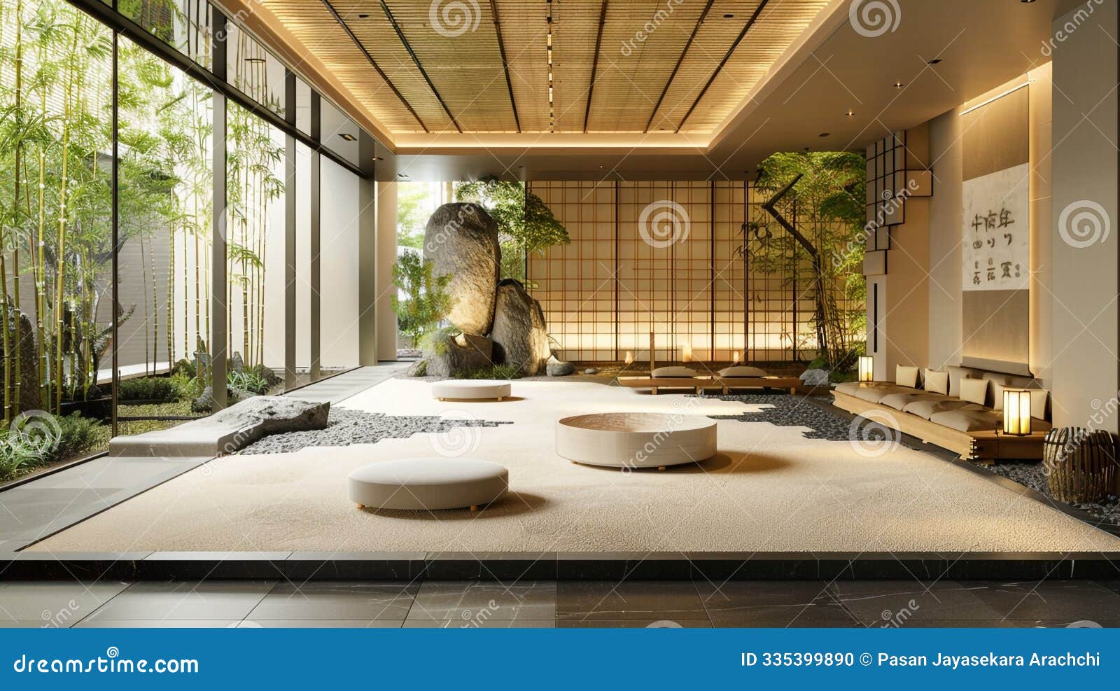 Minimalist Hotel Lobby Features Japanese-inspired Design Stock ...