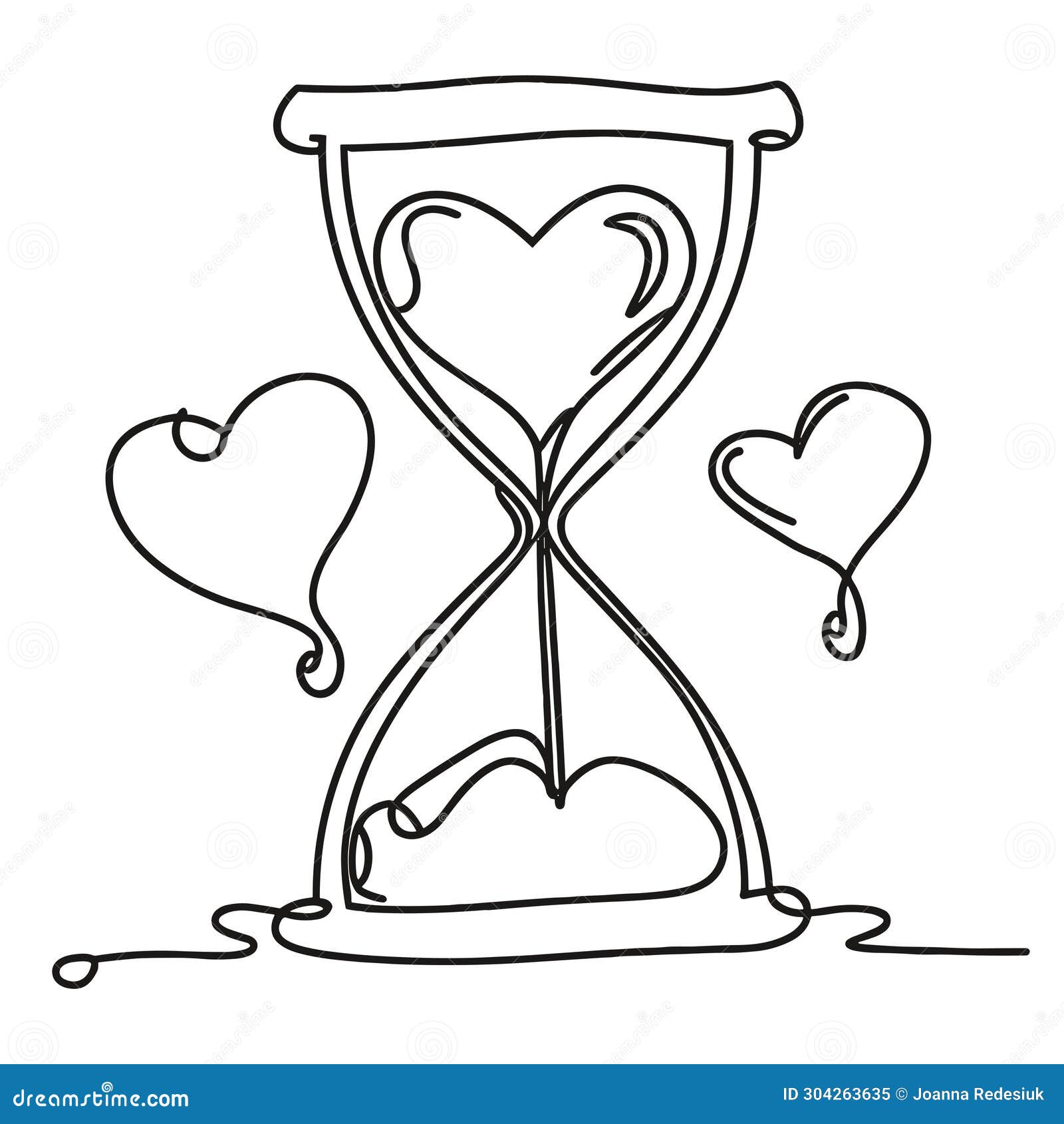 Minimalist Hourglass with Heart Inside Time for Love Stock Illustration ...