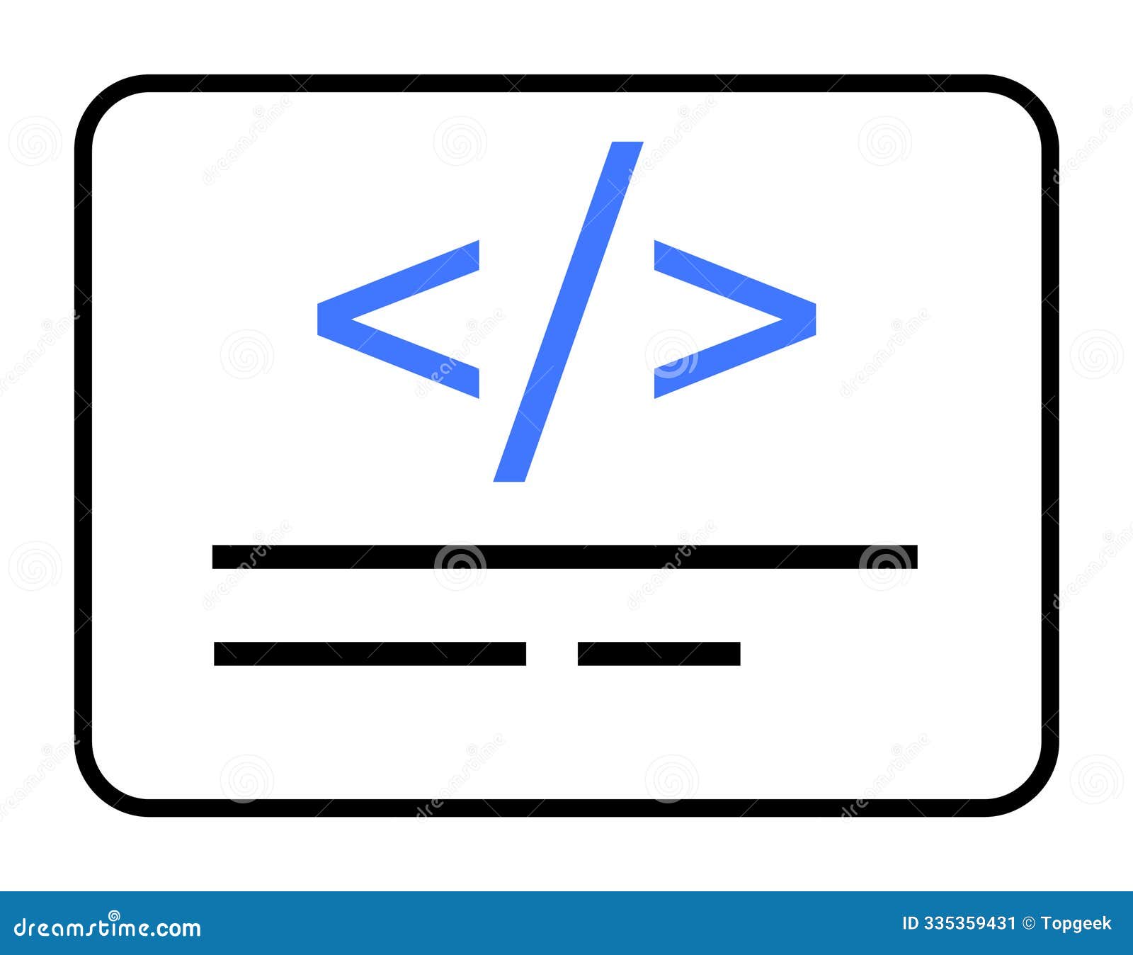 Minimalist Icon of a Code Block with HTML Tags and Horizontal Lines on ...