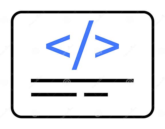 Minimalist Icon of a Code Block with HTML Tags and Horizontal Lines on ...