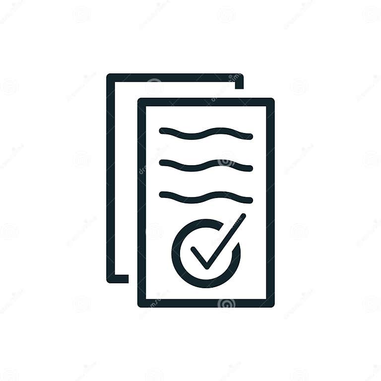 Minimalist Icon of Document Being Approved with Check Mark Symbol Stock ...