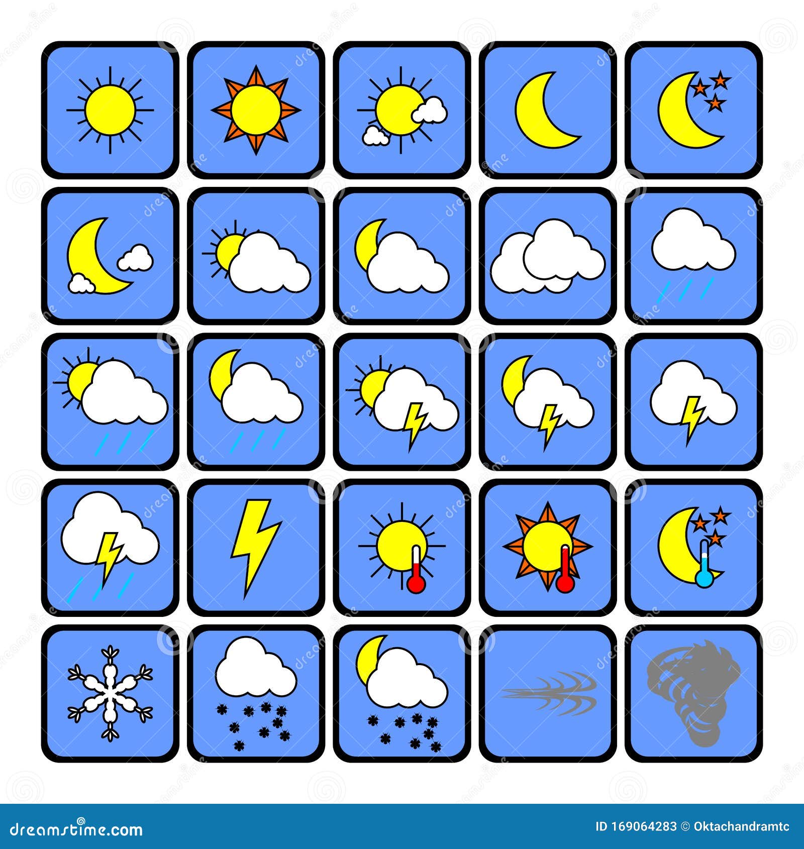 Minimalist Icon Weather Set. with Blue Rounded Square Background Stock ...