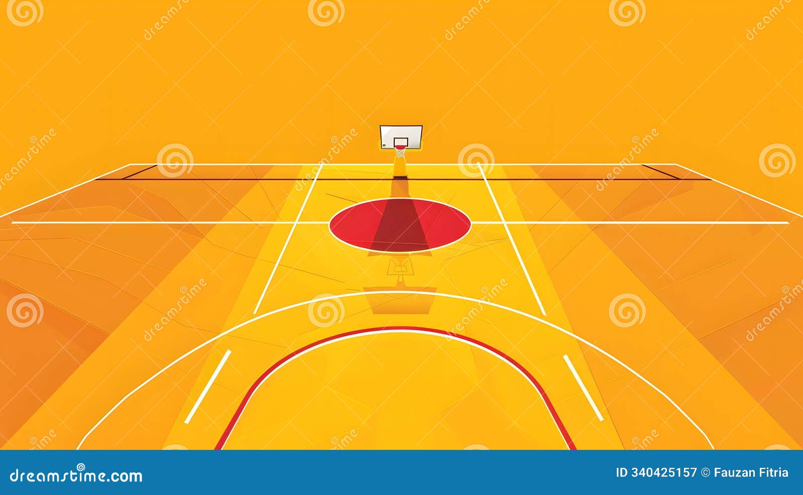 Minimalist Illustration of Basketball Court Layout on Yellow Background ...