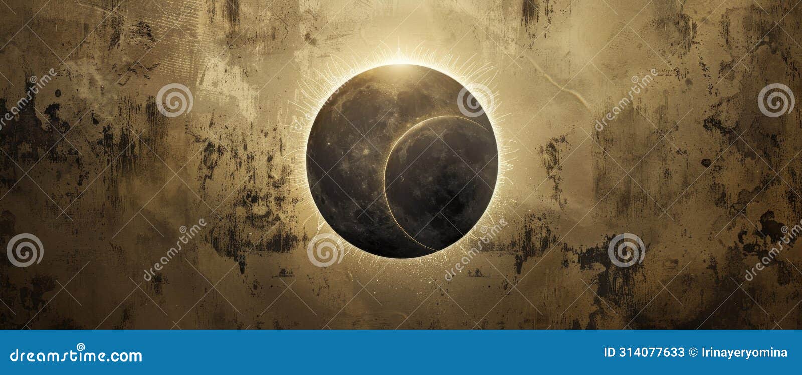 Minimalist Eclipse with Aged Texture Vintage Illustration Stock Image ...