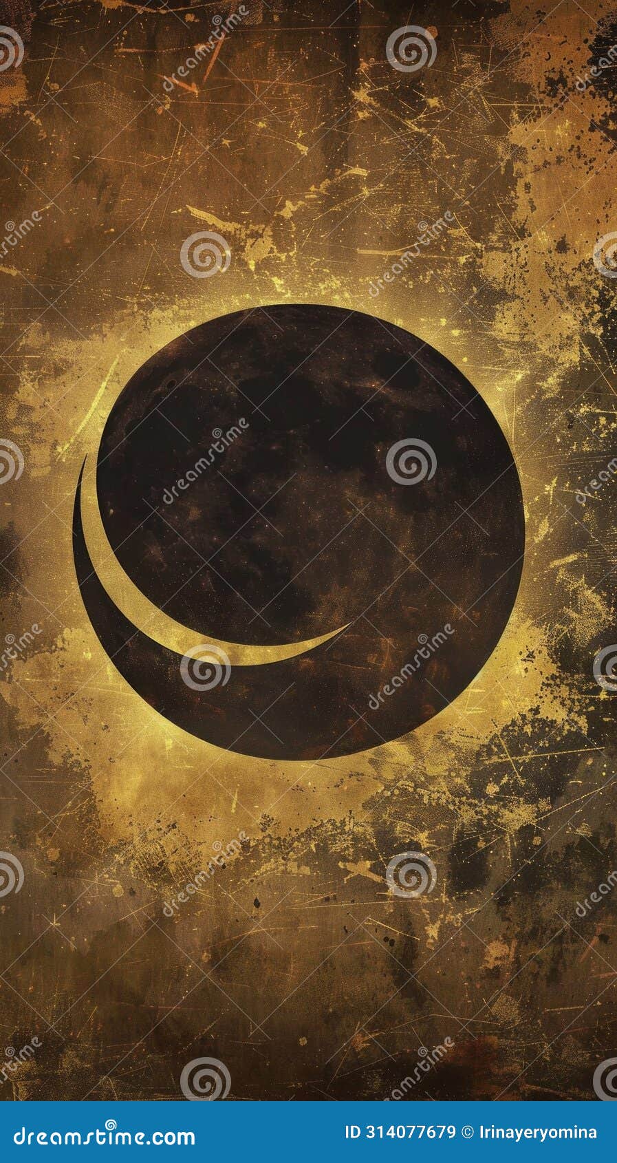 Minimalist Eclipse with Aged Texture Vintage Illustration Stock Image ...