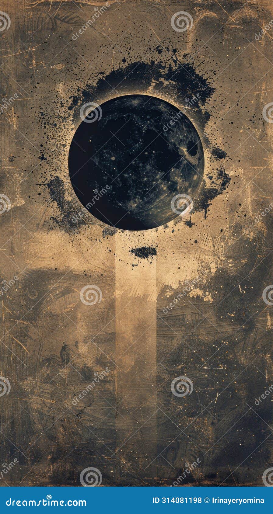 Minimalist Eclipse with Aged Texture Vintage Illustration Stock Photo ...