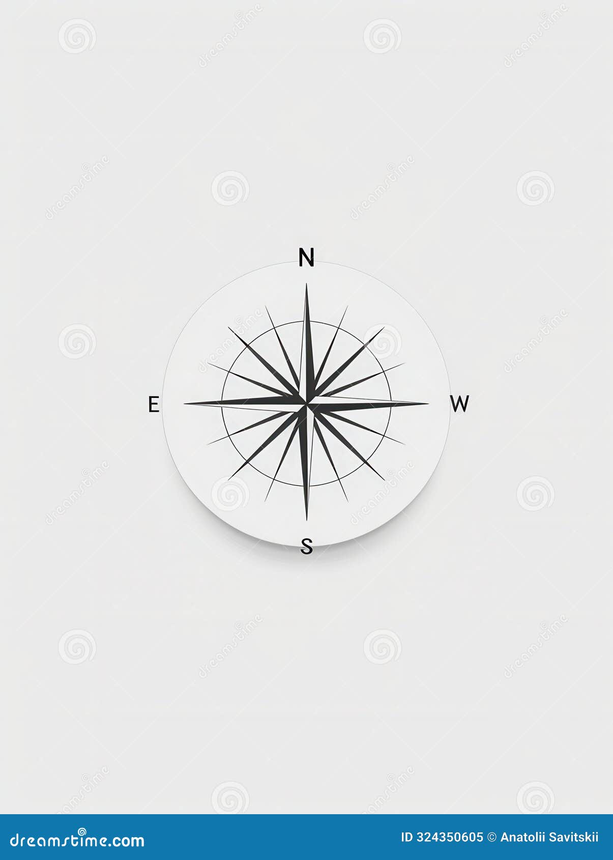 A Minimalist Illustration of a Compass Rose, Featuring a Black Compass ...