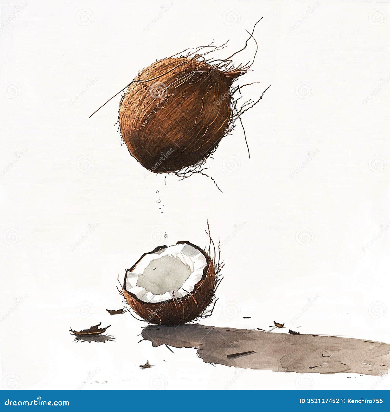 A Minimalist Illustration of Falling Coconut Fruit, Showcasing Its ...