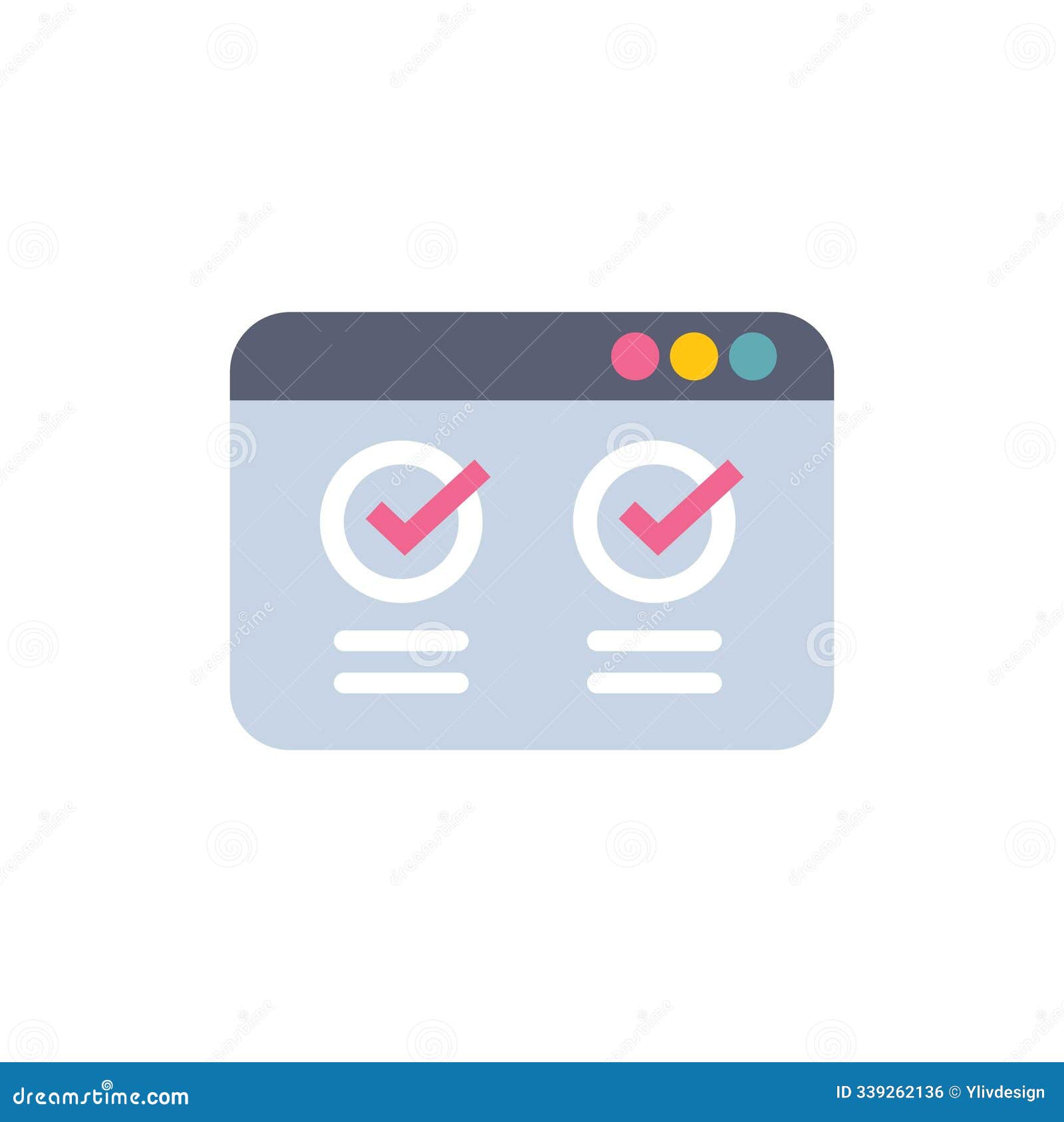 Website Showing Completed Tasks with Check Mark Icon Stock Vector ...