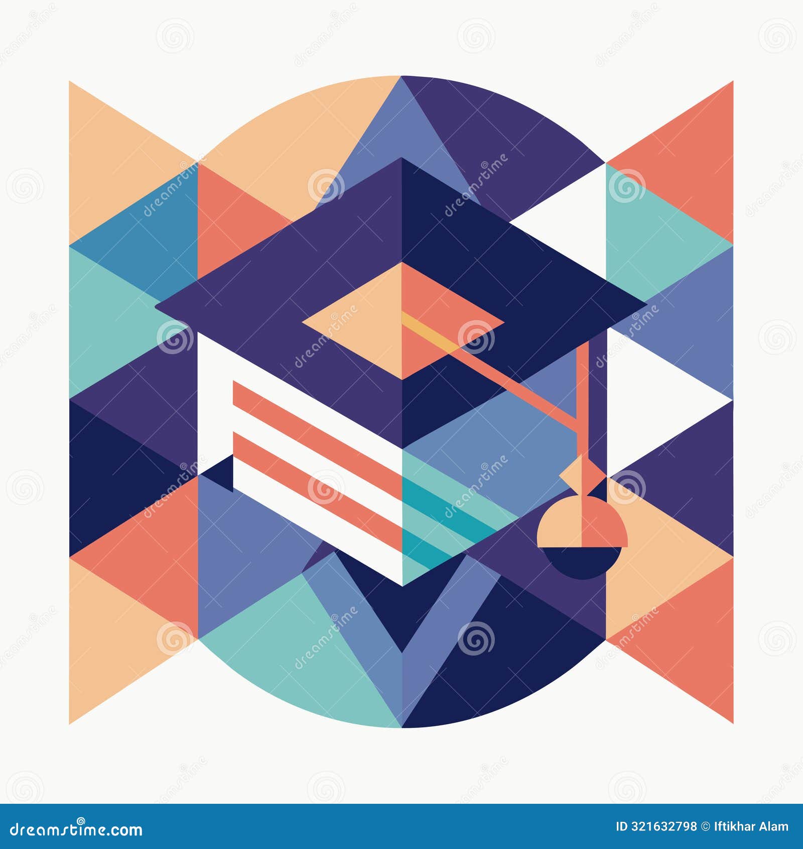 A Minimalist Illustration of a Graduation Cap Created with Geometric ...