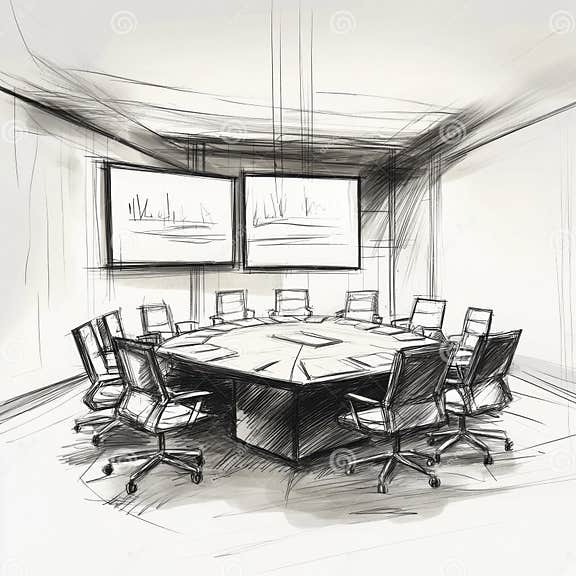 Minimalist Illustration of a Modern Conference Room Layout Stock ...