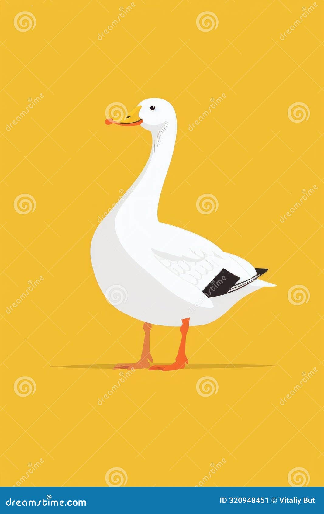 Minimalist Illustration of a White Goose Standing on a Yellow ...