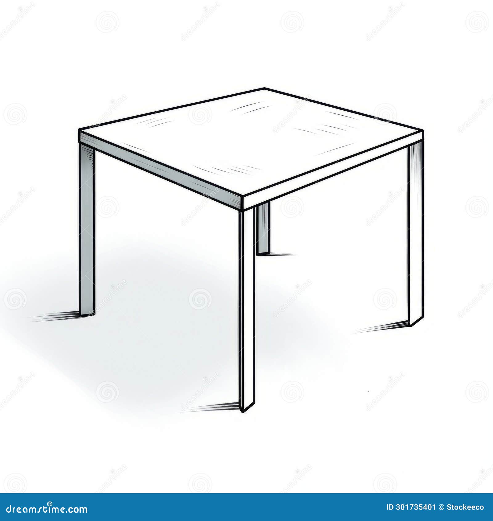 Minimalist Cartoon Square Table Set in Place Stock Illustration ...